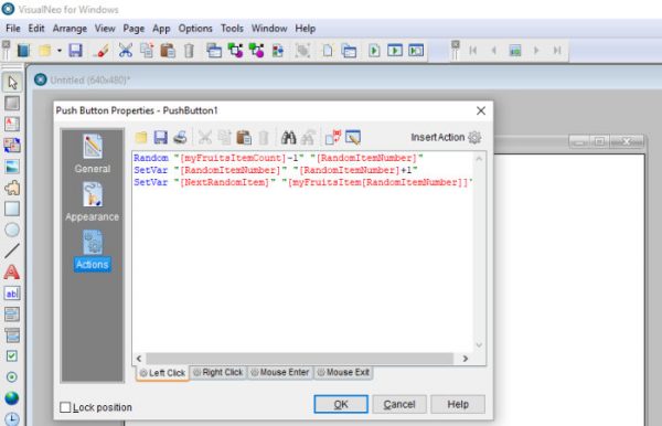 Random Selection of items from a list - VisualNEO. Cross-platform App Development Tool for Windows